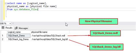 renaming logical and physical file names in sql server on