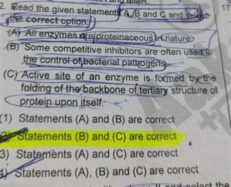2 Read The Given Statements A B And C And Sele T Fle Correct Option A