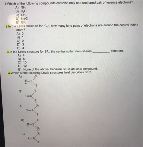 Solved 1 Which Of The Following Compounds Contains Only One