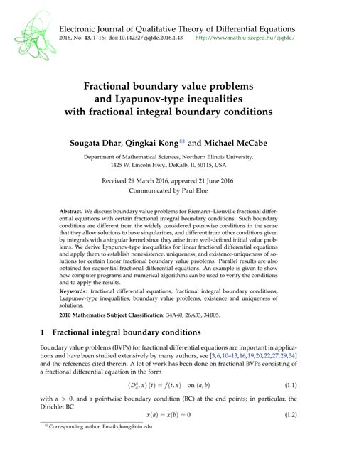 Pdf Fractional Boundary Value Problems And Lyapunov Type Inequalities