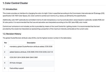 global attribute cluster revision needs to be fixed for color control