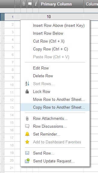copying a row to another sheet smartsheet help articles