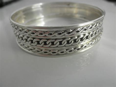 Set Of 5 Sterling Silver Bangle Bracelets Etsy