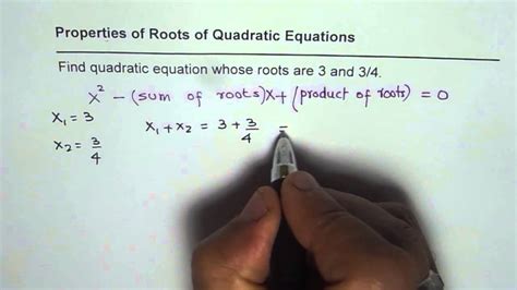 Find Quadratic Equation With Given Roots Youtube