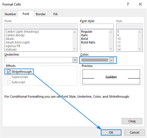 how to use strikethrough in excel learn how to clear all
