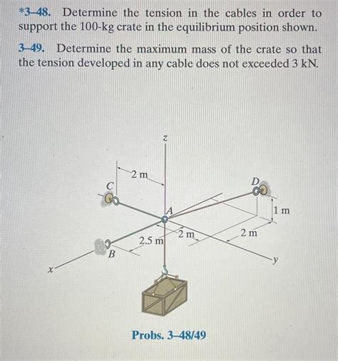 Solved 3 48 Determine The Tension In The Cables In Order