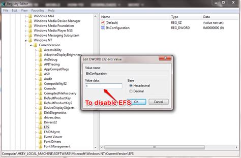 how to enable disable windows encrypting file system efs feature