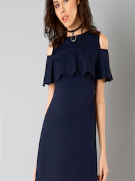 Buy Faballey Women Navy Blue Solid Sheath Dress Dresses For Women