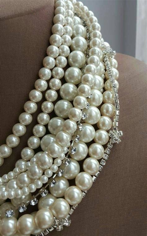 Chunky Multilayer Pearl Statement Necklace Trendy Wedding Etsy