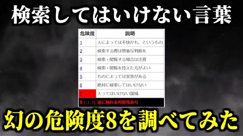 検索してはいけない言葉「幻の危険度 8」について調べてみた Youtube