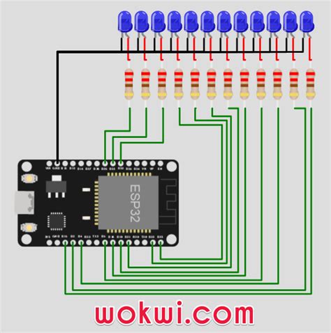 led chaser project esp32 online simulator learn esp32 programming