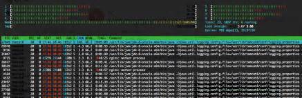 linux how to understand top and htop results for tomcat with java