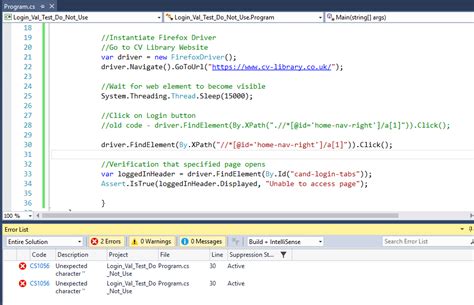 automated testing error system nullreferenceexception error in