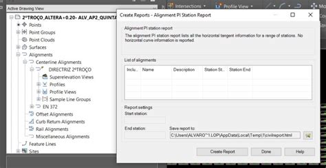 alignment pi station report autodesk community