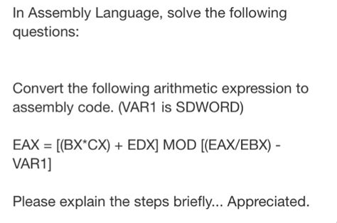 solved in assembly language solve the following questions