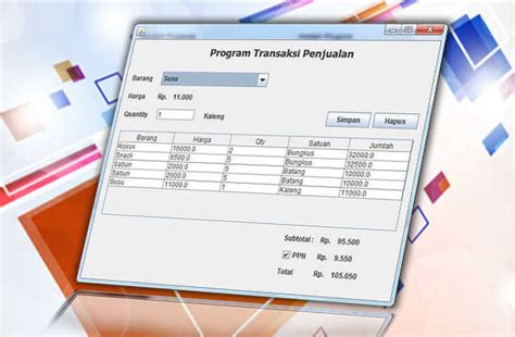 cara membuat program sederhana transaksi penjualan menggunakan java