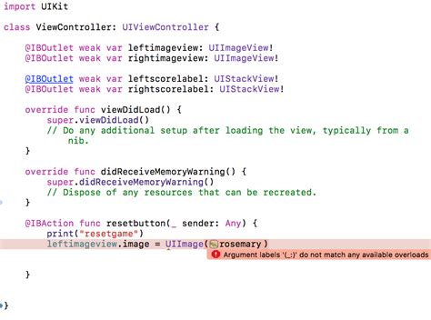 swift i am getting an error in xcode no available overloads stack