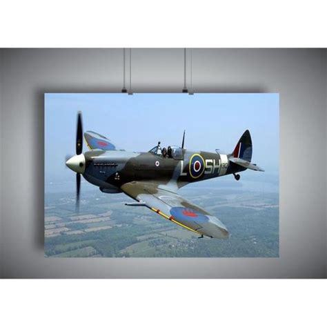 Poster Supermarine Spitfire Ww2 Aircraft Wall Art A3 42x29 7cm