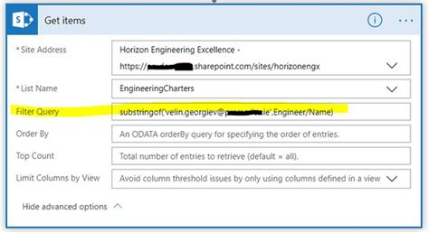 powerautomate and sharepoint odata filter queries