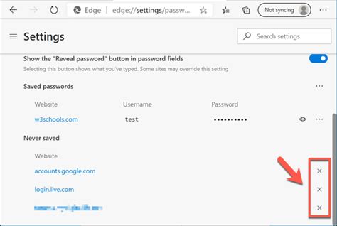 how to add edit or delete saved passwords in microsoft