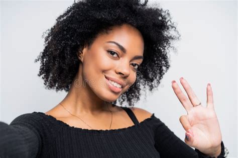 Close Up Self Portrait Of A Beautiful African American Woman Taking A