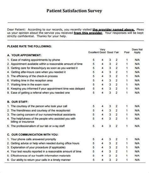 Free 10 Sample Patient Satisfaction Survey Templates In Pdf Ms Word