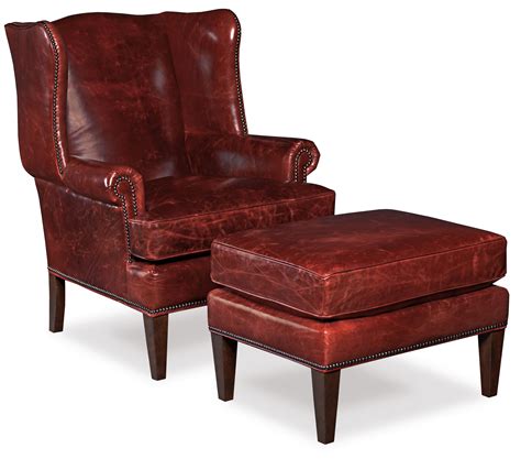Hooker Furniture Club Chairs Wing Chair And Ottoman Set With Nailhead