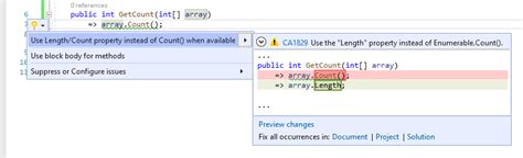 ca1829 use length count property instead of enumerable count method