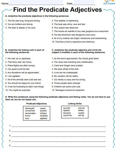 4 Predicate Adjective Example In Pdf Examples