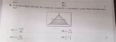 C 3 B 29 In The Given Figure De∥bc Ae A Units Ec B Units De X Un