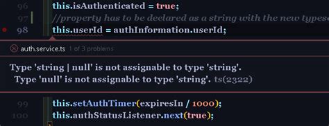 typescript type string null is not assignable to type string how