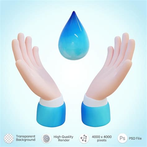 Premium Psd Illustration Of Hands Holding Water Drop Save Water Icon