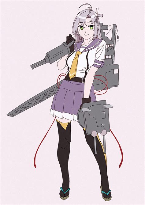The Big Imageboard Tbib Ahoge Blue Skirt Blush Cannon Closed