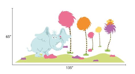 Dr Seuss Decal Truffula Tree Wall Art Horton The Elephant Wall Etsy