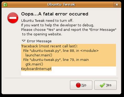 ubuntu tweak has a fatal error