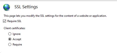 tls is ssl still secure if ssl settings in iis is set to ignore or