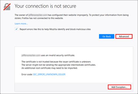 how to fix ‘sec error unknown issuer error on firefox 58