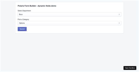polaris form builder dynamic fields demo forked codesandbox