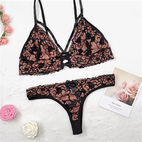 Plus Size Floral Print Sexy Lingerie Set Womens Plus Semi Sheer