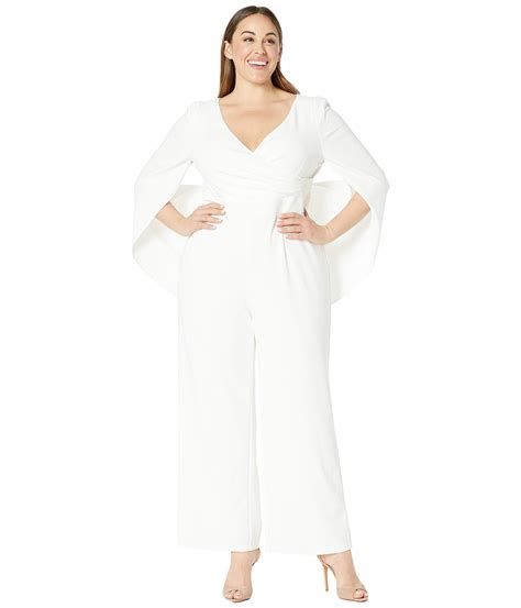 Adrianna Papell Plus Size Knit Cape Back Jumpsuit In White Lyst