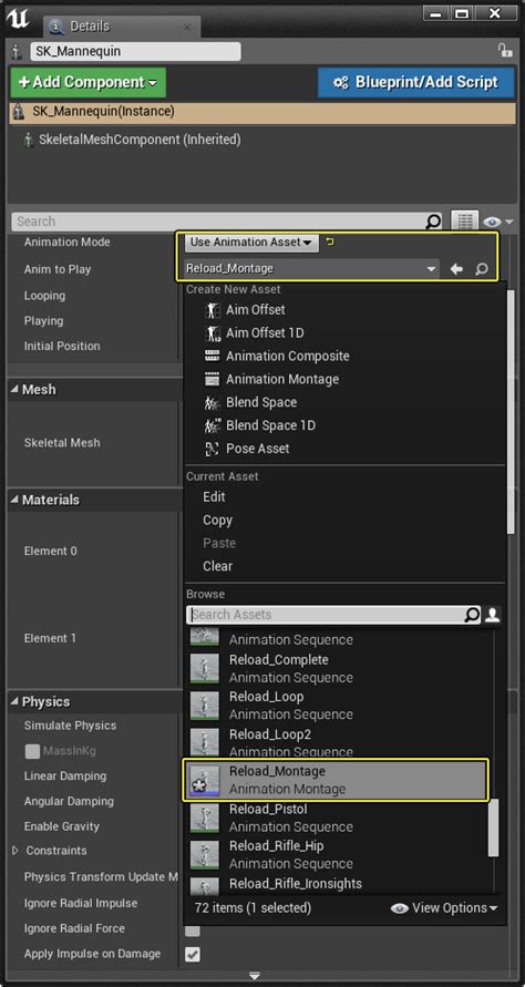 using animation montages unreal engine 4 27 documentation