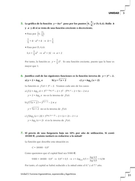 5 Funciones Exponenciales Logaritmicas Y Trigonometricas Pdf