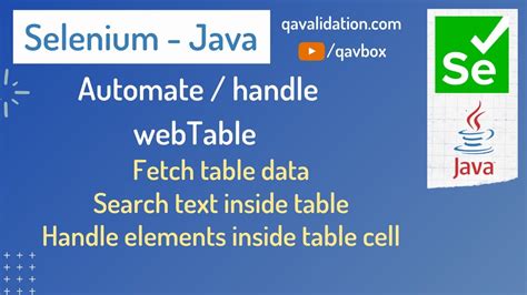 automate web tables in selenium java fetch data handle elements