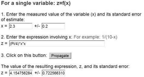 use an online calculator for complicated error propagation expressions