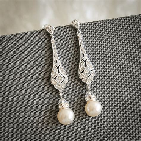 Bridal Earrings Wedding Earrings Swarovski Pearl Drop Dangle Etsy