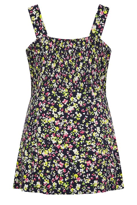 Yours Curve Plus Size Navy Floral Print Vest Top Yours Clothing