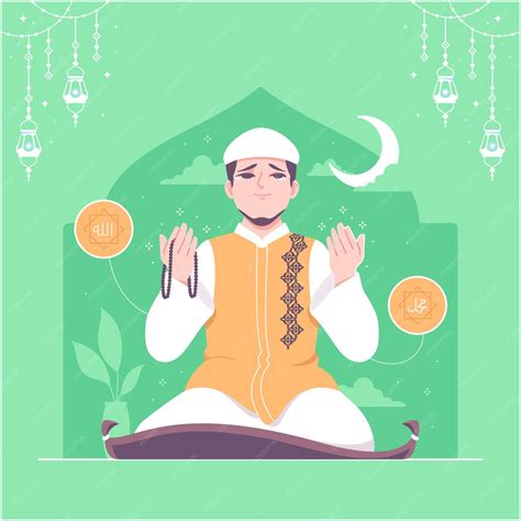 Premium Vector Night Prayer Tahajjud Dua Islamic Illustration Background
