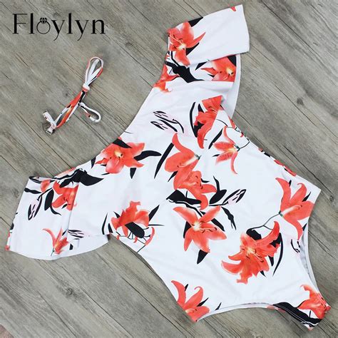 Floylyn One Piece Swimsuit Ruffle Swimwear Women New Floral Swim Suits