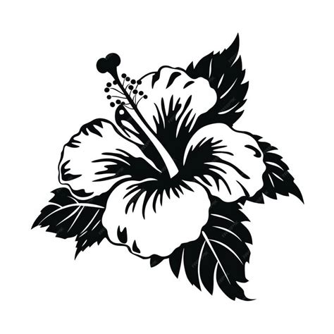 Premium Ai Image Hibiscus Silhouette Vector In Bold Stencil Style