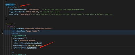 extrakey property on react component erases codemirror default key